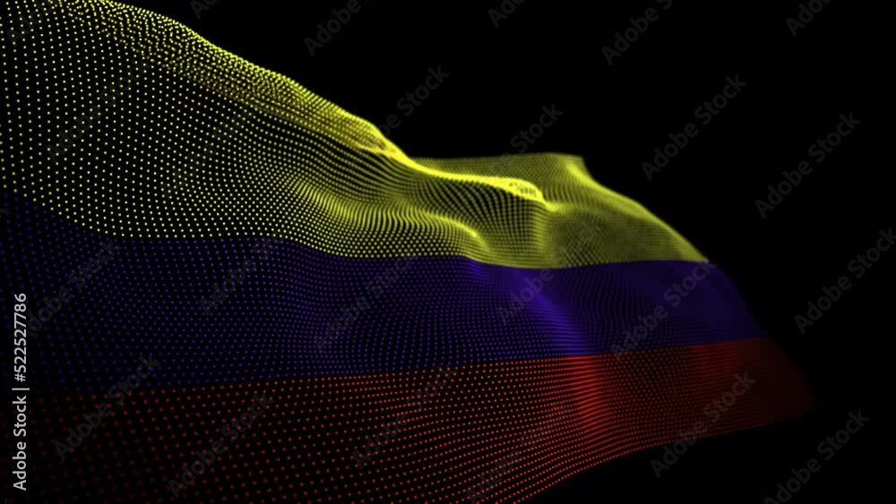 Seamless looping animated digital flag of Colombia overlay rendered of ...