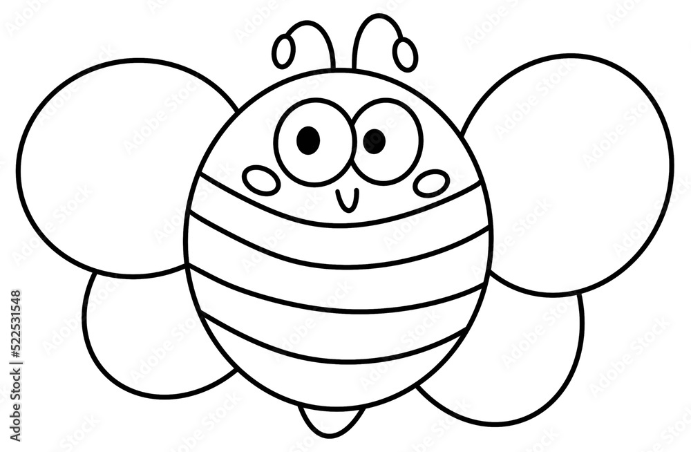 cartoon outline cute bee Stock Illustration | Adobe Stock