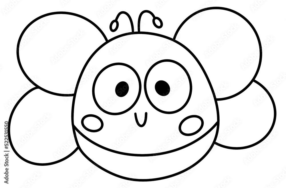 cartoon outline cute bee Stock Illustration | Adobe Stock