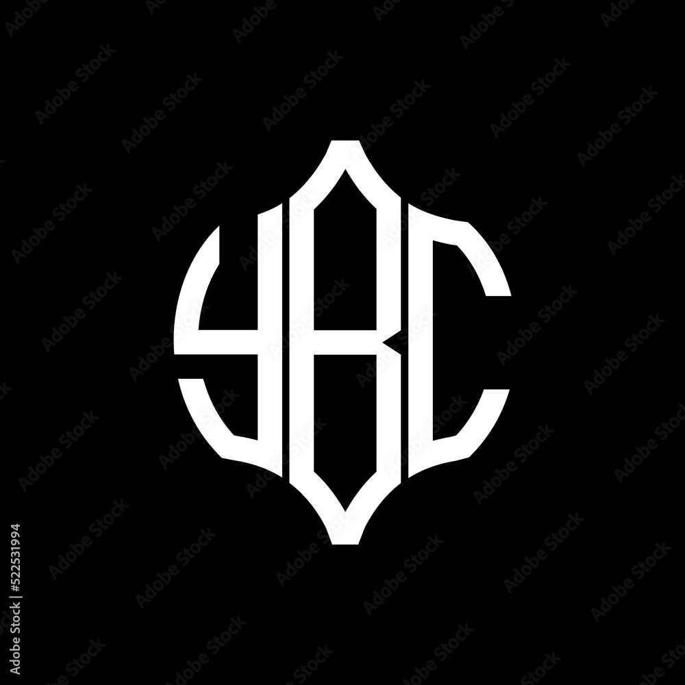 YBC letter logo. YBC best black background vector image. YBC Monogram ...