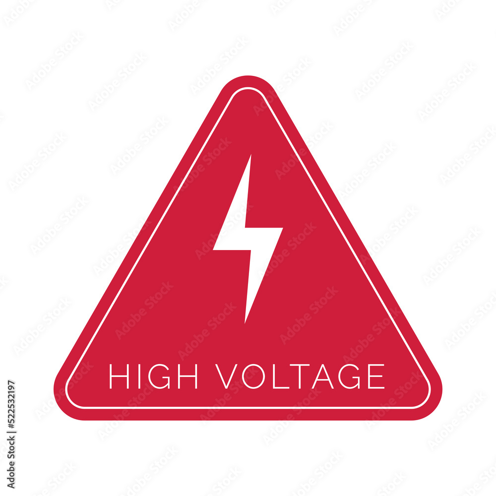 Red High Voltage triangle sign. Isolated vector clipart on white ...