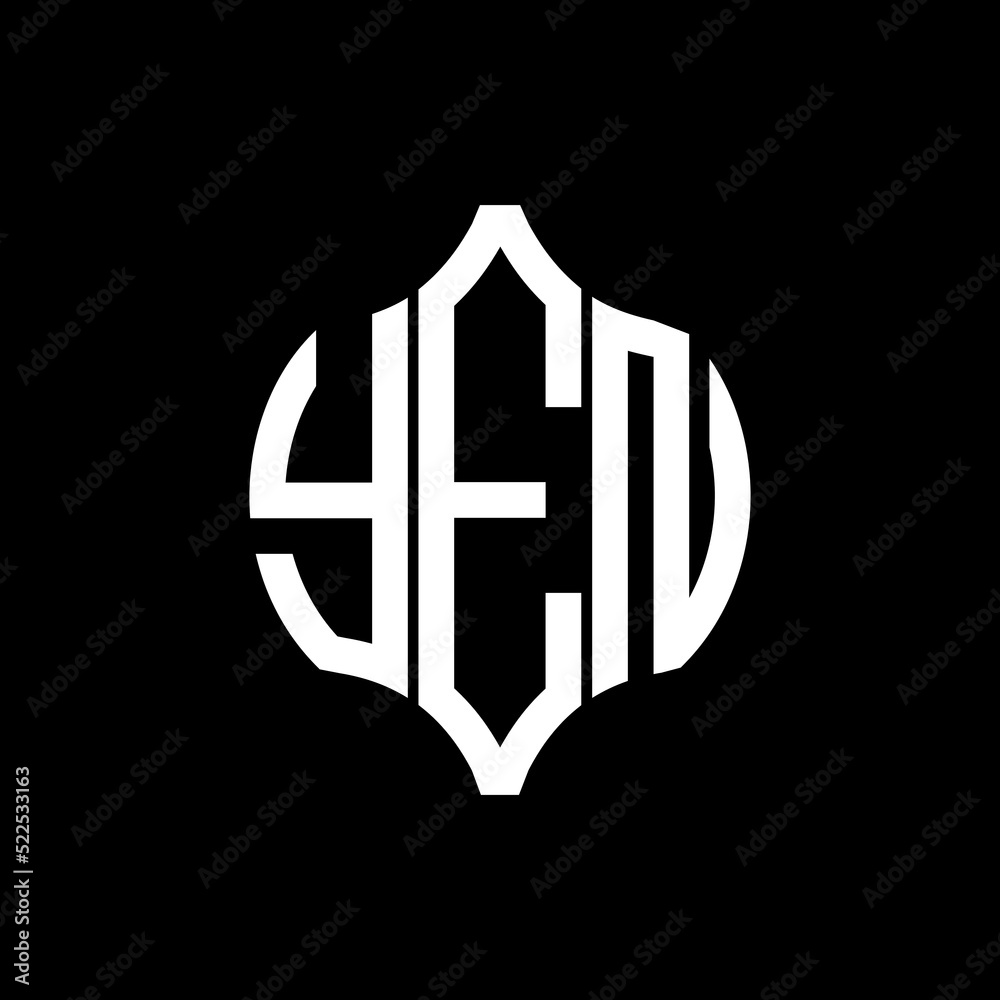 YEN letter logo. YEN best black background vector image. YEN Monogram ...