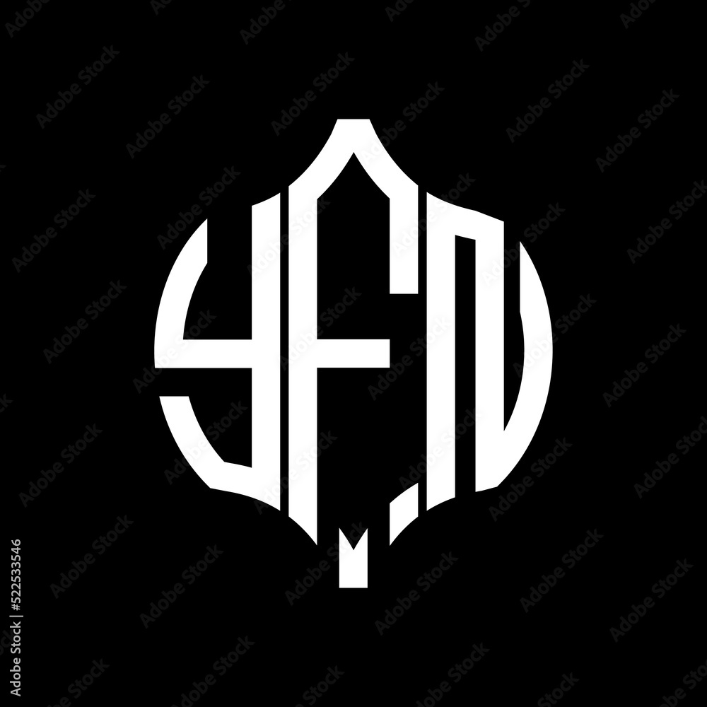 YFN letter logo. YFN best black background vector image. YFN Monogram ...