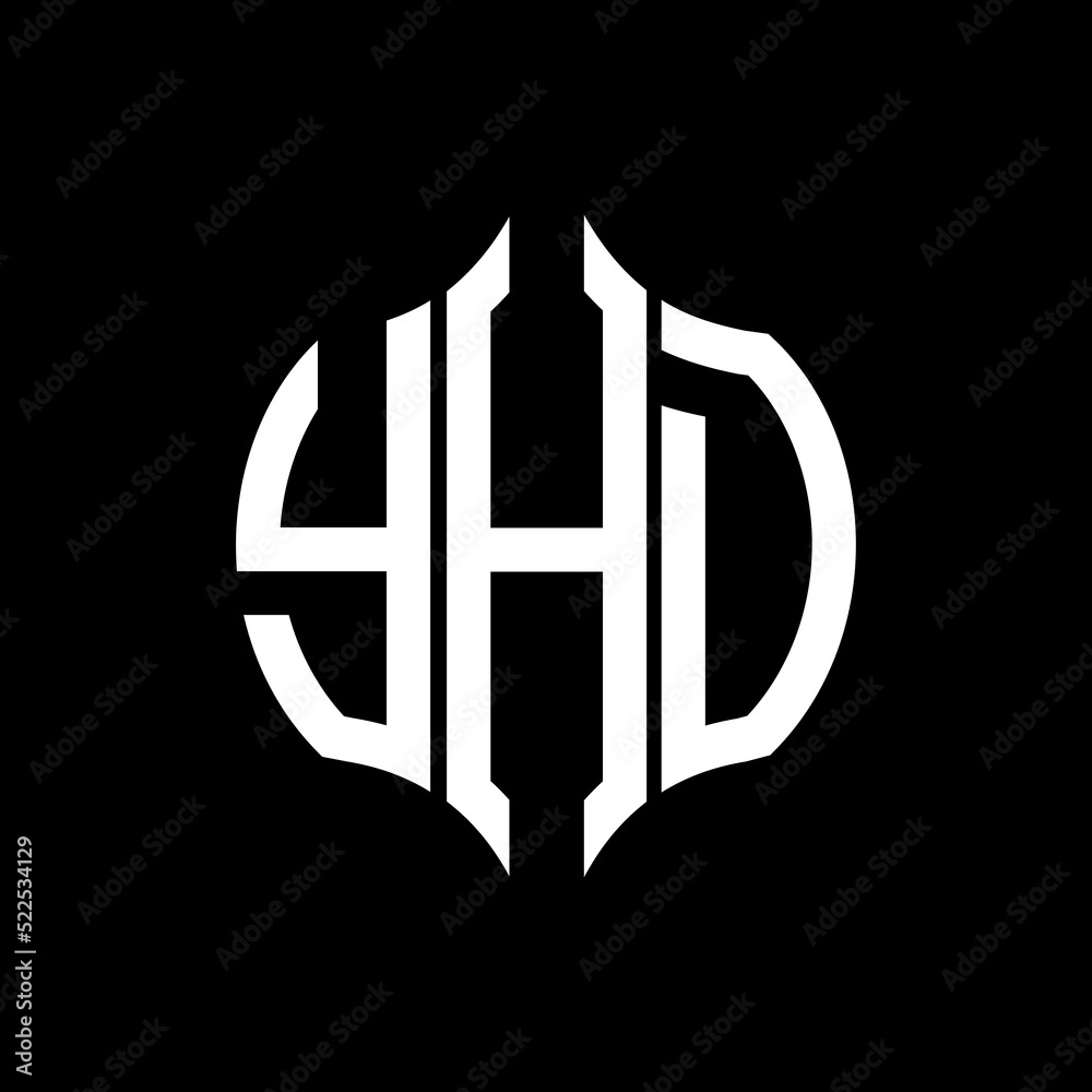 YHD letter logo. YHD best black background vector image. YHD Monogram ...