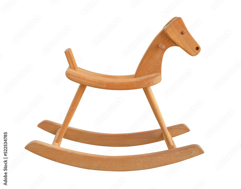 Wooden horse toy for kids to ride isolated on white background Stock ...
