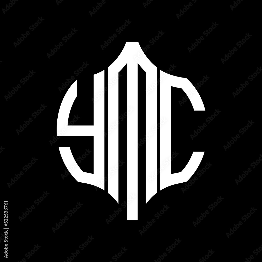 YMC letter logo. YMC best black background vector image. YMC Monogram ...