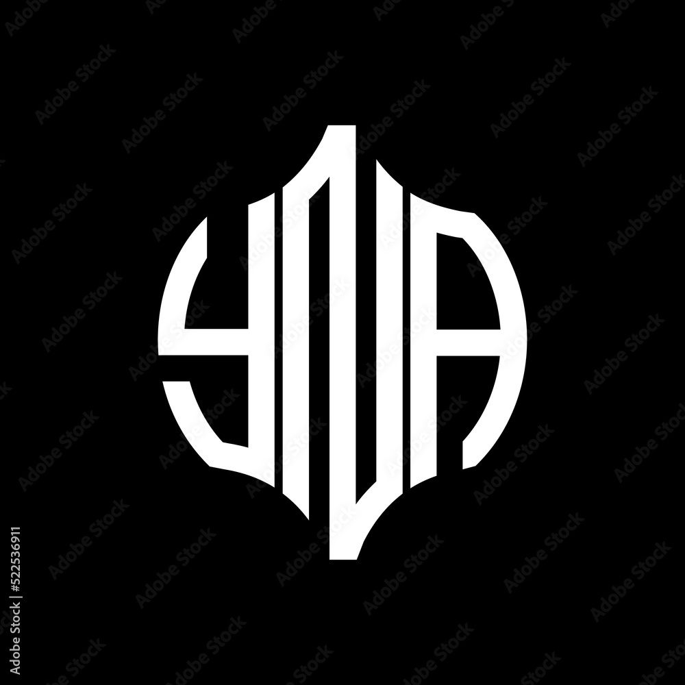 YNA letter logo. YNA best black background vector image. YNA Monogram ...