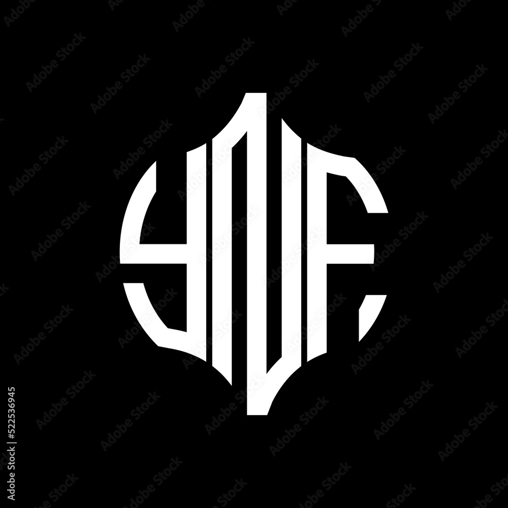 YNF letter logo. YNF best black background vector image. YNF Monogram ...