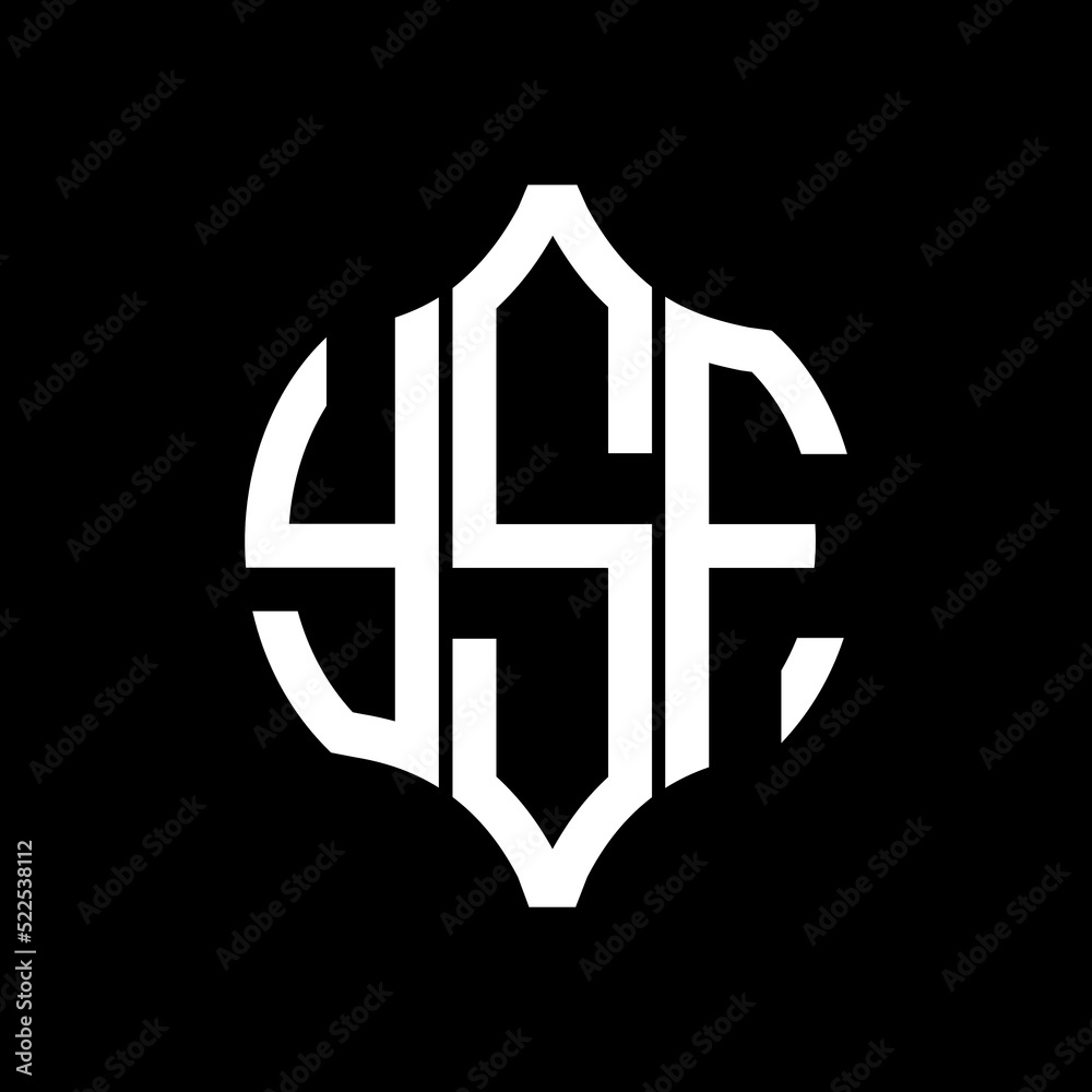YSF letter logo. YSF best black background vector image. YSF Monogram ...
