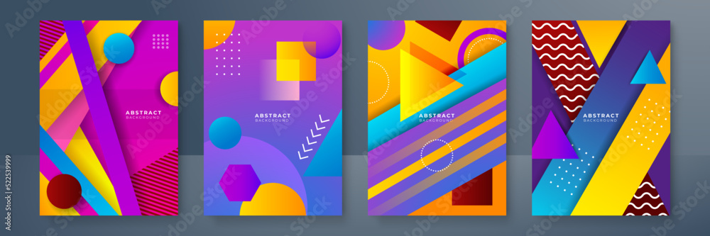 Set of Creative Graphic Design layout. Typography on diagonal grid with ...