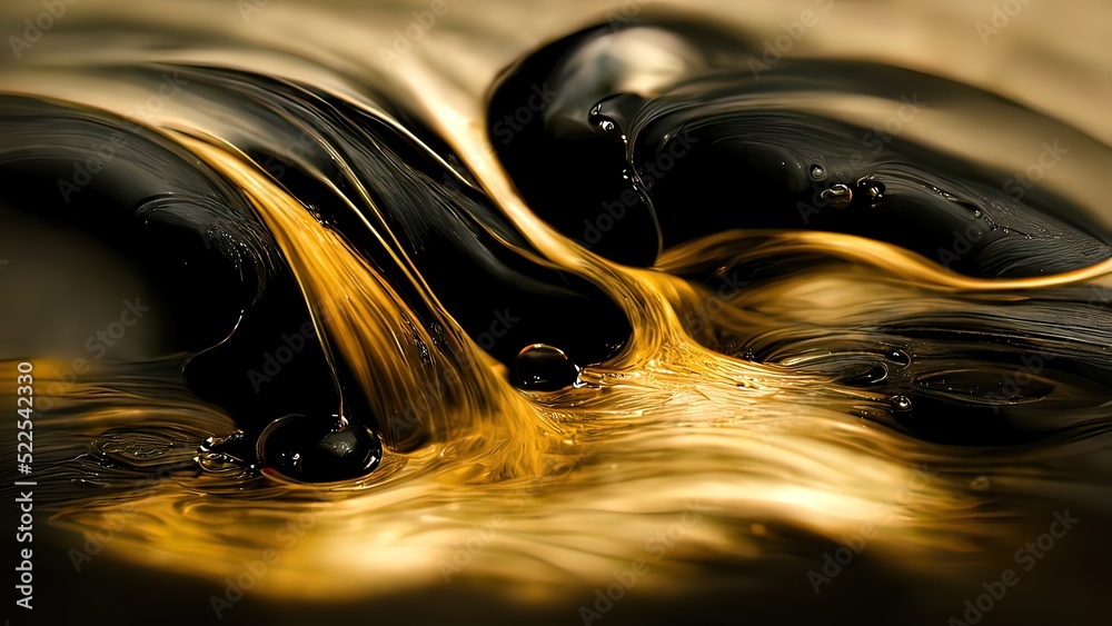 4k liquid gold, melted gold and black background, golden abstract ...