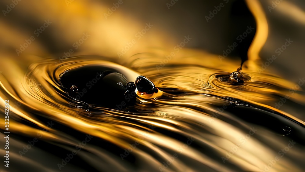 4k liquid gold, melted gold and black background, golden abstract ...