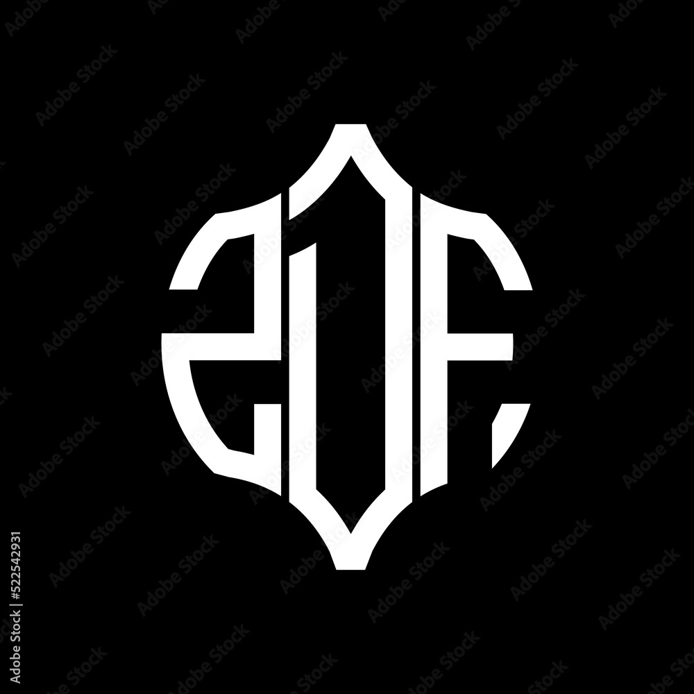 ZDF letter logo. ZDF best black background vector image. ZDF Monogram ...