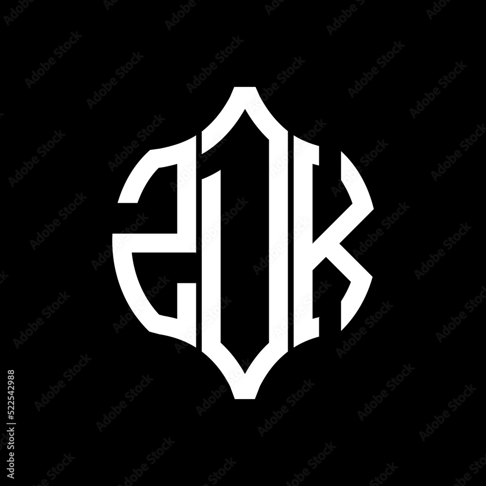 ZDK letter logo. ZDK best black background vector image. ZDK Monogram ...