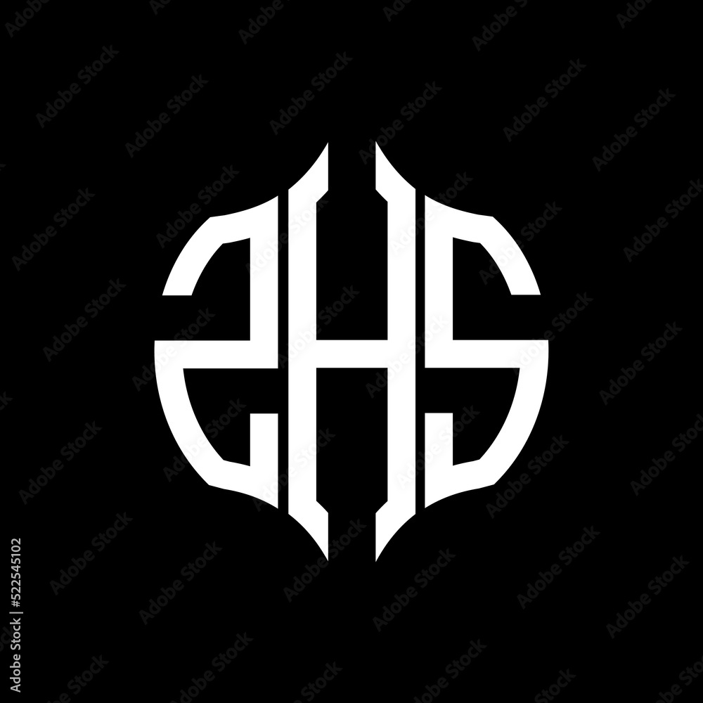 ZHS letter logo. ZHS best black background vector image. ZHS Monogram ...