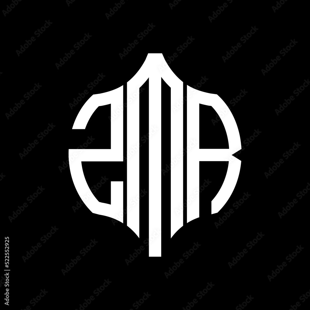 ZMR letter logo. ZMR best black background vector image. ZMR Monogram ...