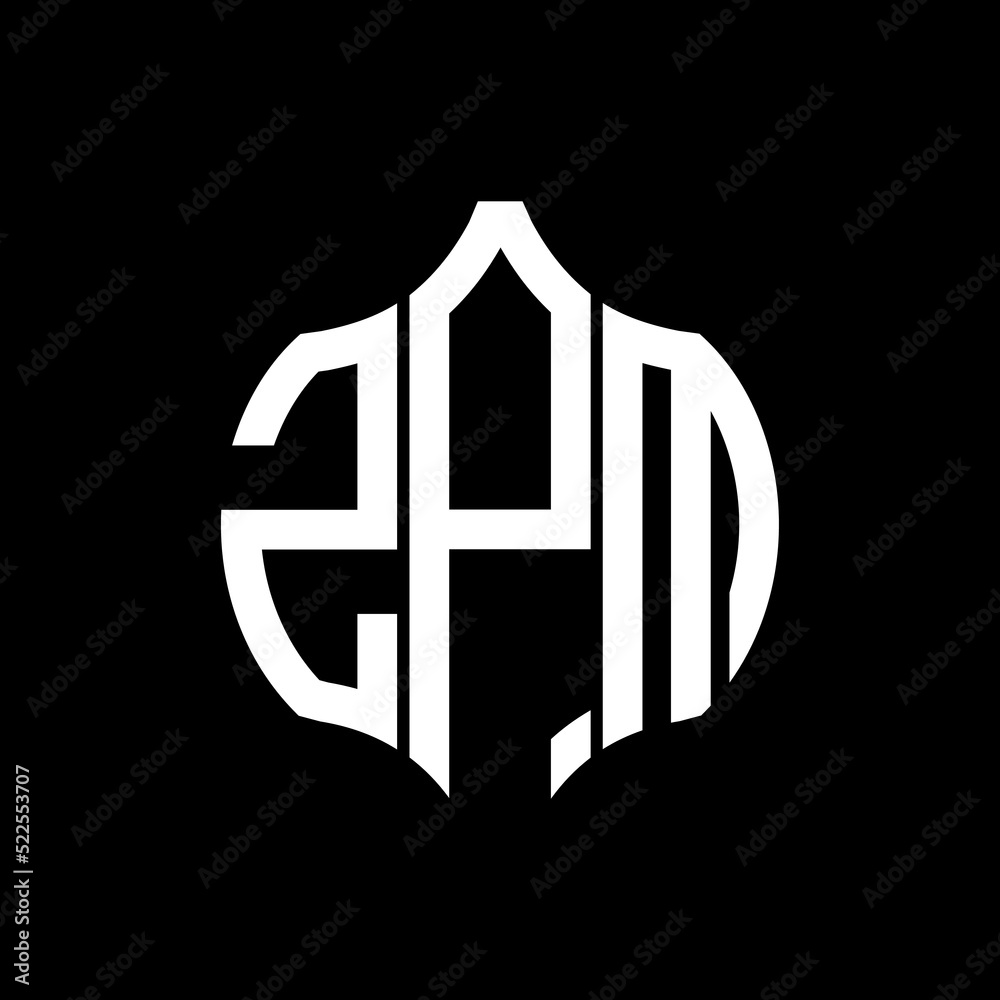 ZPM letter logo. ZPM best black background vector image. ZPM Monogram ...