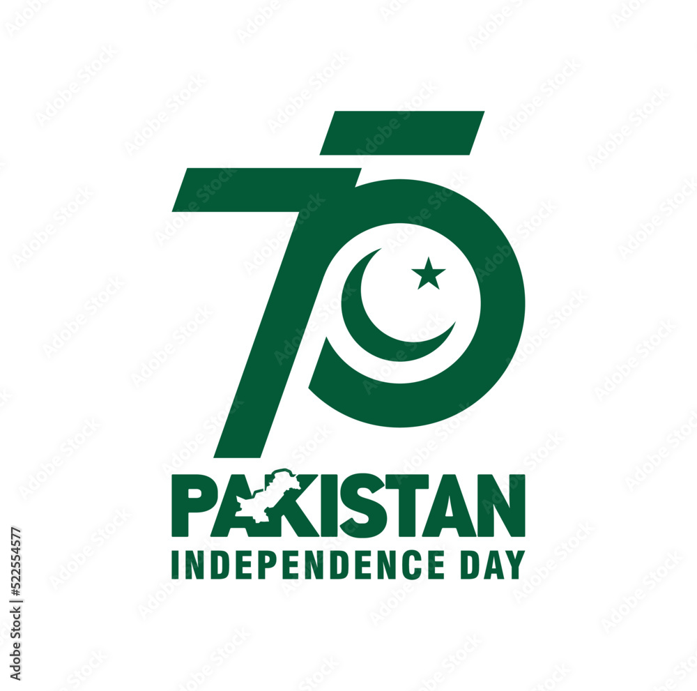 August 14. Pakistan Independence Day. 75 Years Anniversary. Jubilee ...