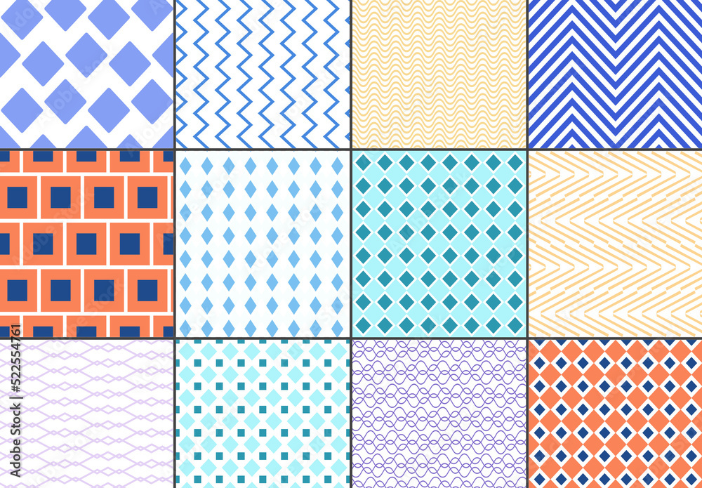 Seamless Bright Geometric Overlay Pattern Set Stock Template | Adobe Stock