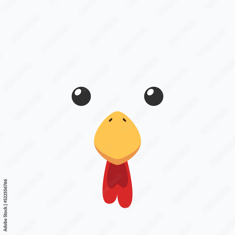 Simple face of Chicken. Animal Face Illustration. Isolated Vector ...