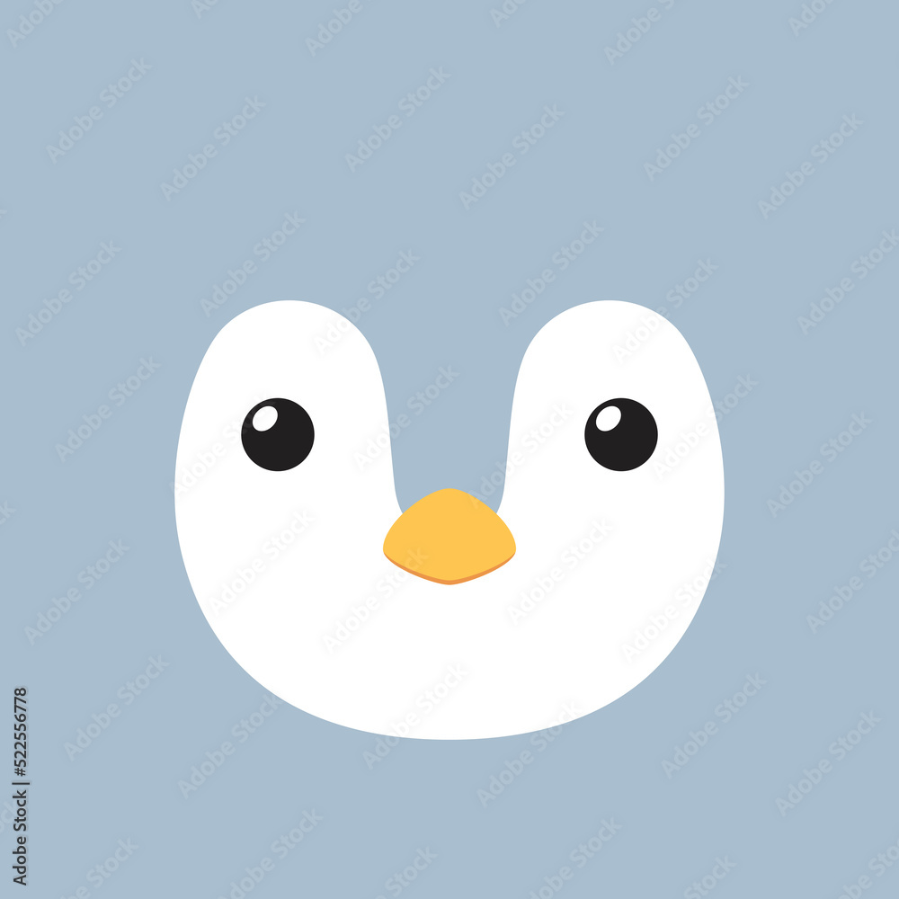 Simple face of Penguin. Animal Face Illustration. Isolated Vector ...