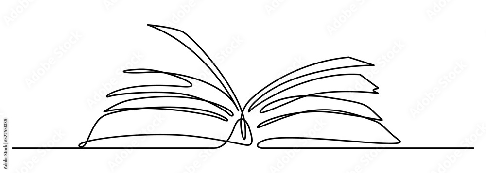 open book one line drawing illustration Stock Illustration | Adobe Stock