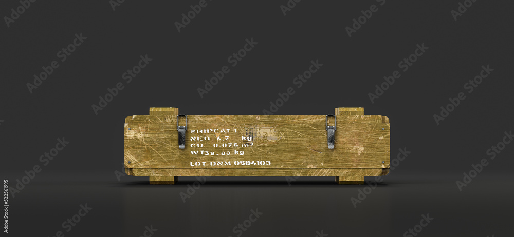 Isolated military wooden crate for ammunition and military arsenal ...