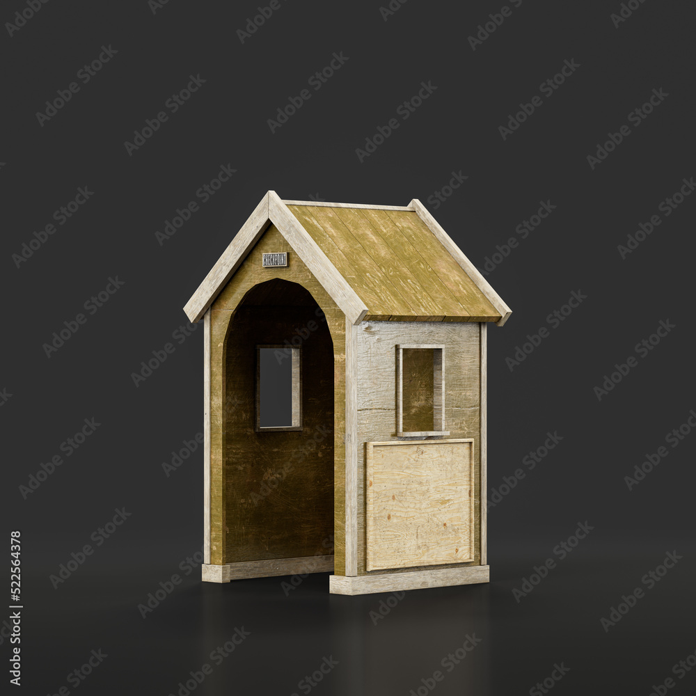 Military sentry cabin, sentry soldier hut, whatcher cabin, 3d rendering ...