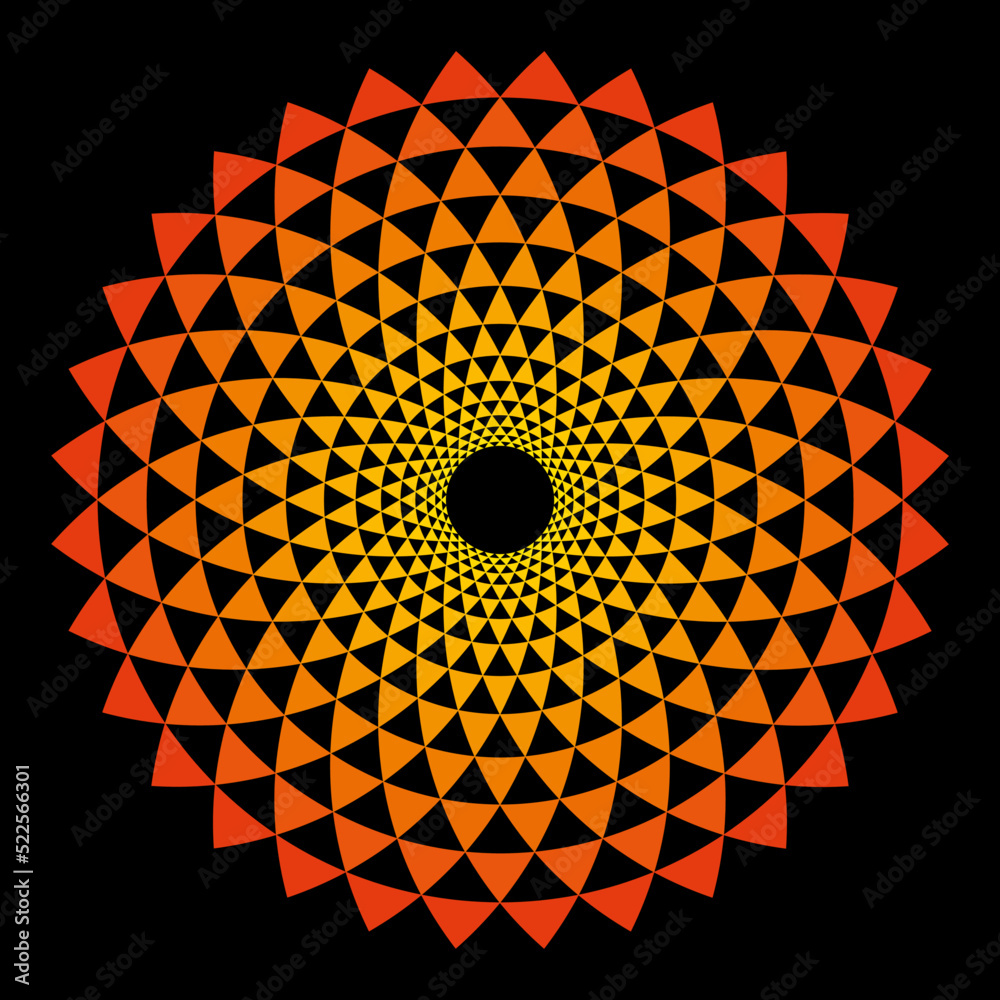 Sun symbol made of Fibonacci pattern. Arcs, arranged in spiral form ...