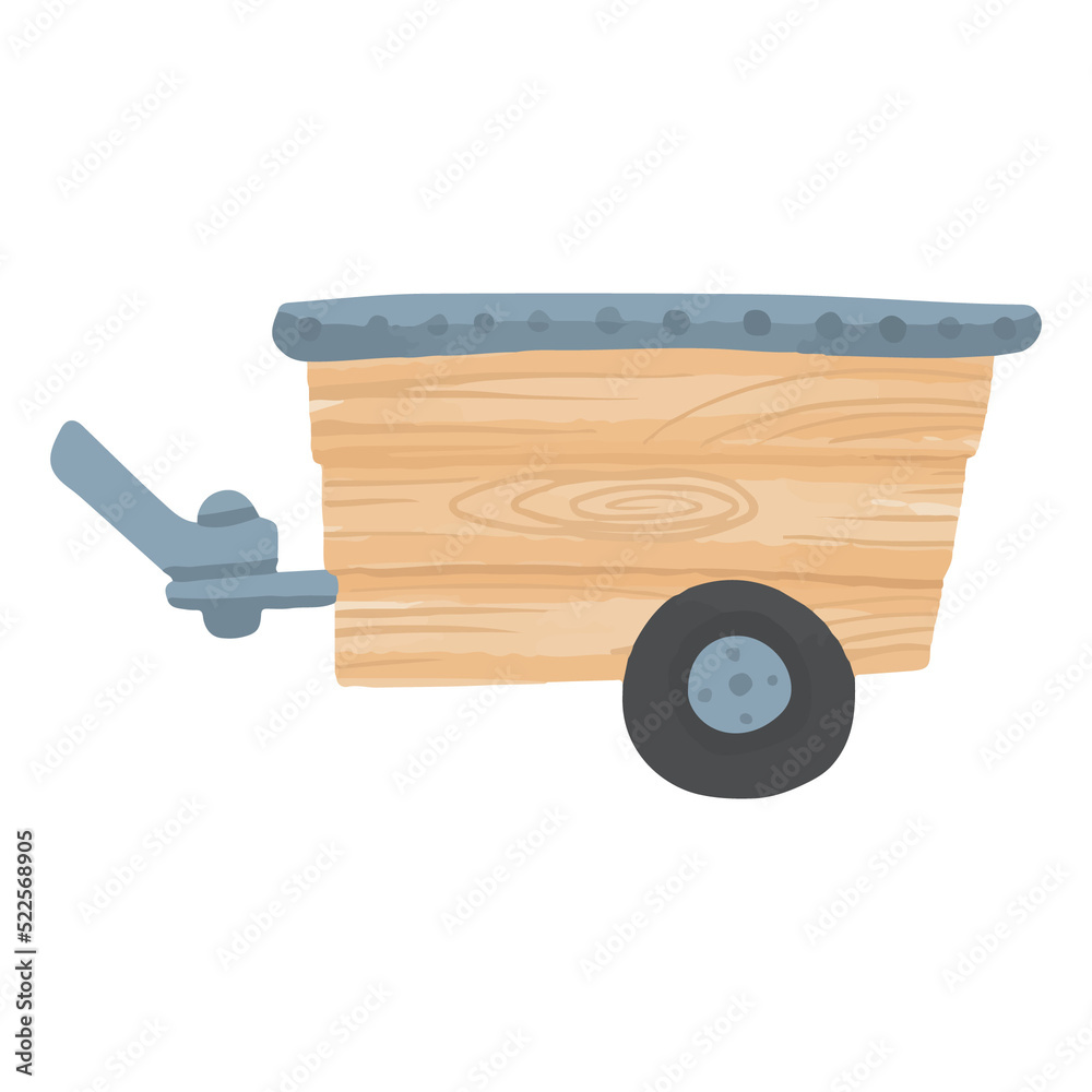 Watercolor Trailer, Hand painted farm clipart. Stock Illustration ...