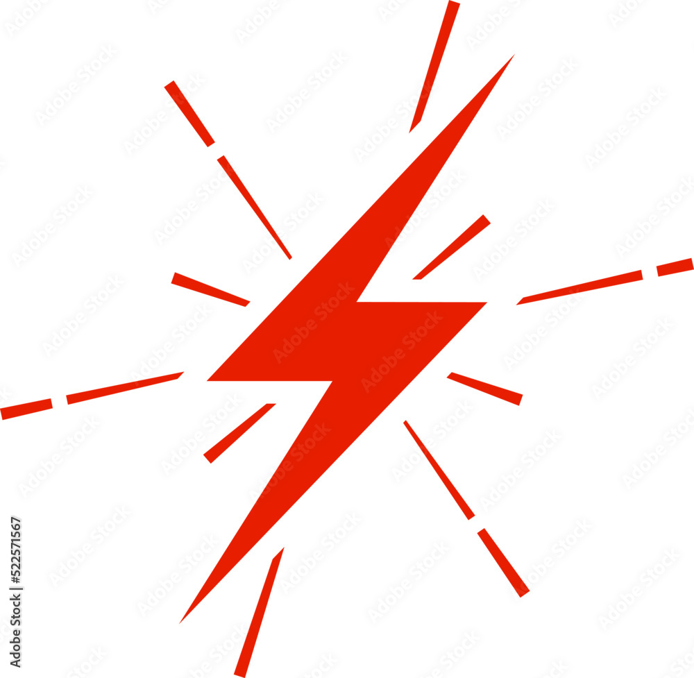 Red lightning bolt icon. Electrical power symbol Stock Vector | Adobe Stock