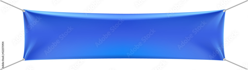 Blue promo banner mockup. Horizontal blank fabric Stock Vector | Adobe ...
