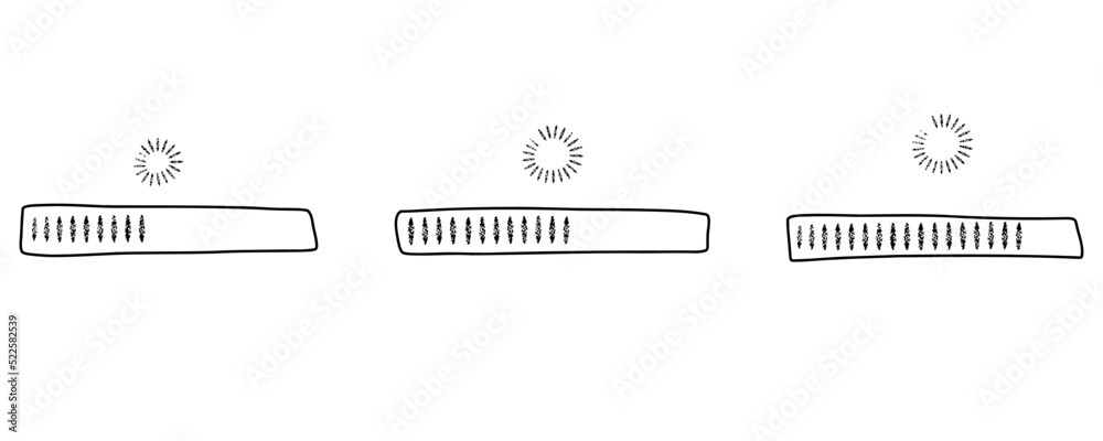 Hand drawn Loading bar in sketch style. Hand drawn loading process ...