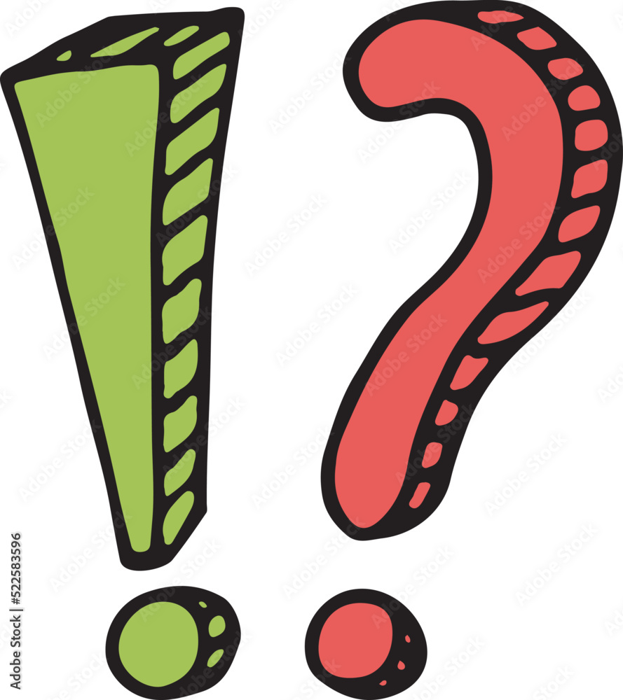 Poster Exclamation point and question mark color doodle icon – Wall Art ...