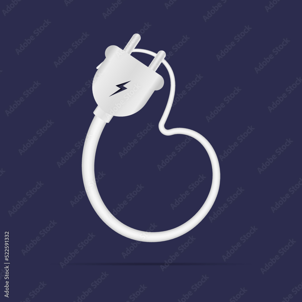6 number logo electric power plug. İsolated vector typeface for power ...