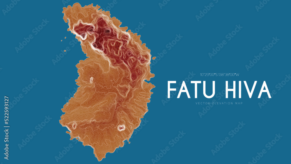 Topographic map of Fatu Hiva, Marquesas Islands, French Polynesia ...
