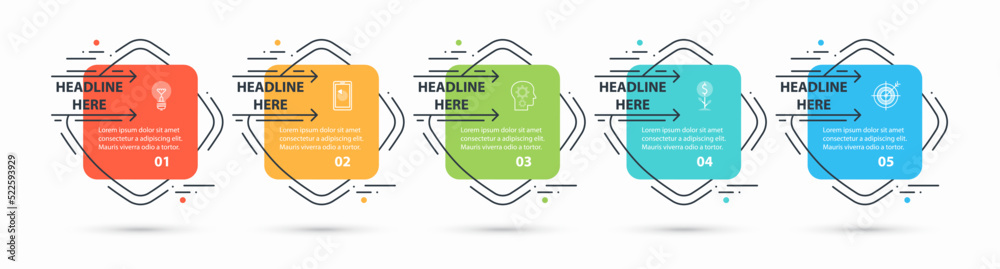 Vector infographic design template with 5 steps, numbered options ...