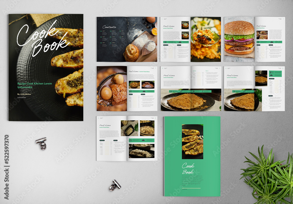 Cook Book Layout Stock Template | Adobe Stock