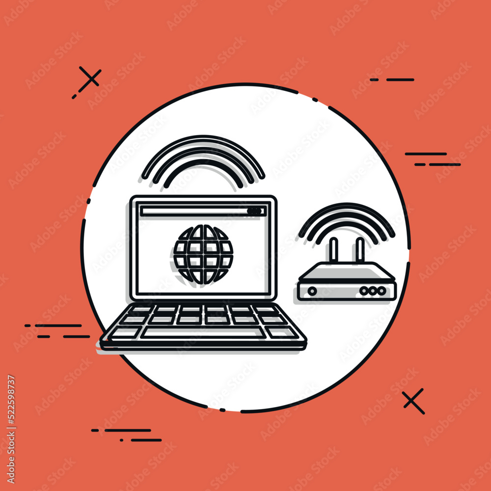 WI-FI, modem and web connection - Flat minimal icon Stock Vector ...