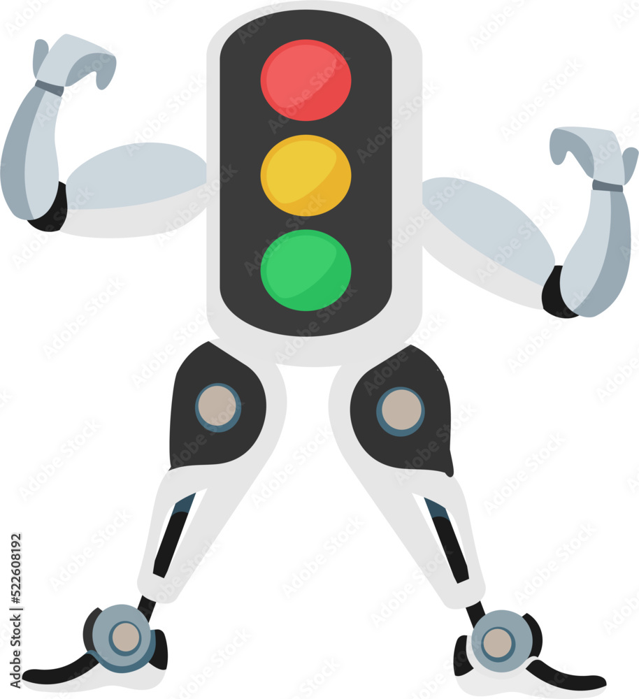 robotic traffic light muscle illustration vector graphics cartoon. good ...