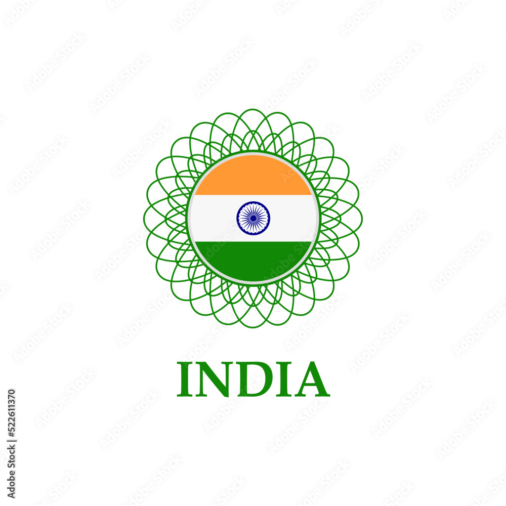 The flag of India is round with a pattern. India flag symbol design ...