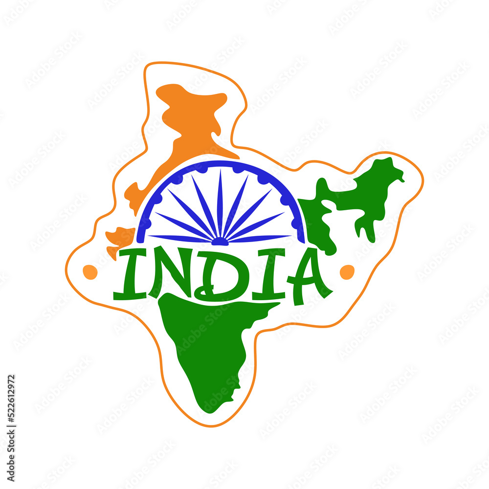 India map and flag illustration. Design Indian map in flag colors ...