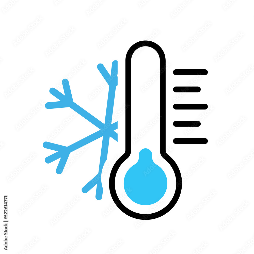 thermometer icon cold, temperature scale symbol, cool weather sign ...