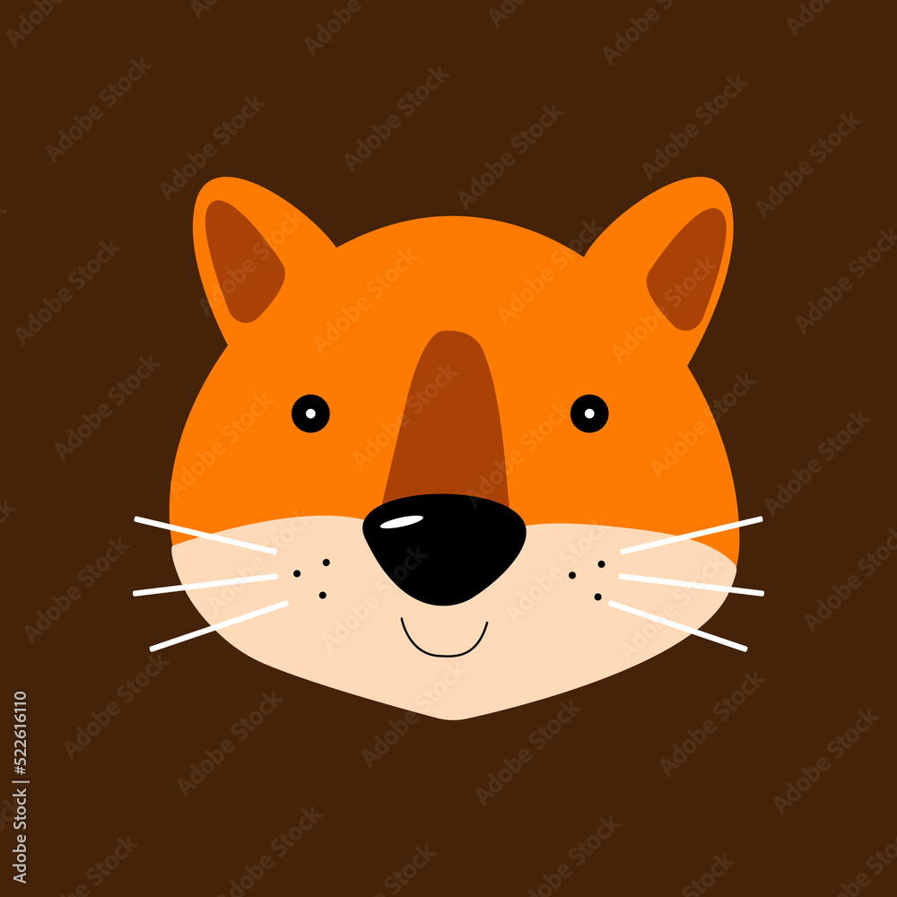 cute cartoon fox face head flat vector illustration Stock Vector ...