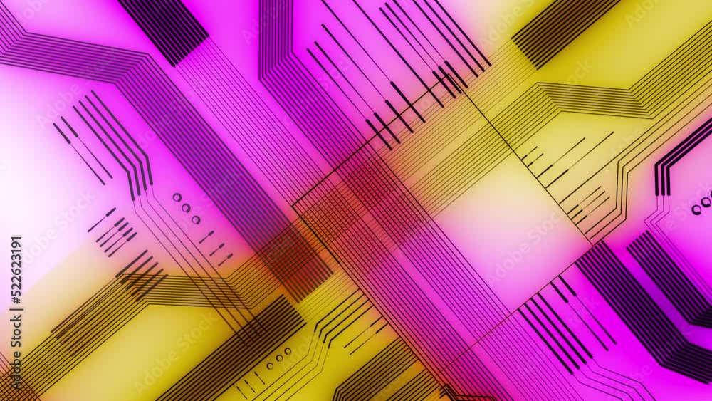 4k a circuit board with moving electrons;electronic connections;passage ...