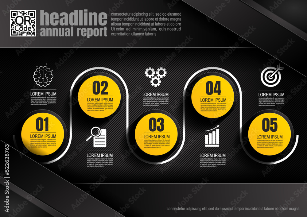 infographics design, circle 5 process chart diagram template for ...