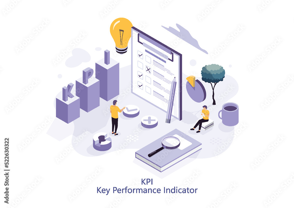 KPI Key Performance Indicator. Isometric Concept of Business ...