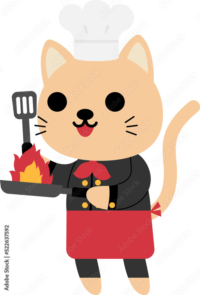 Cartoon cat cooking illustration Stock Illustration | Adobe Stock