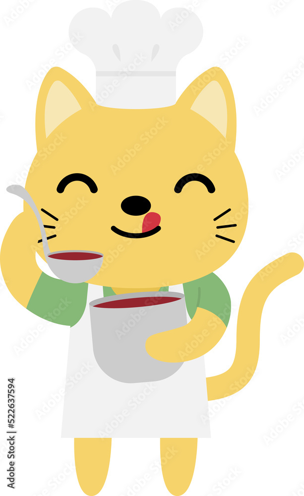 Cartoon cat cooking illustration Stock Illustration | Adobe Stock