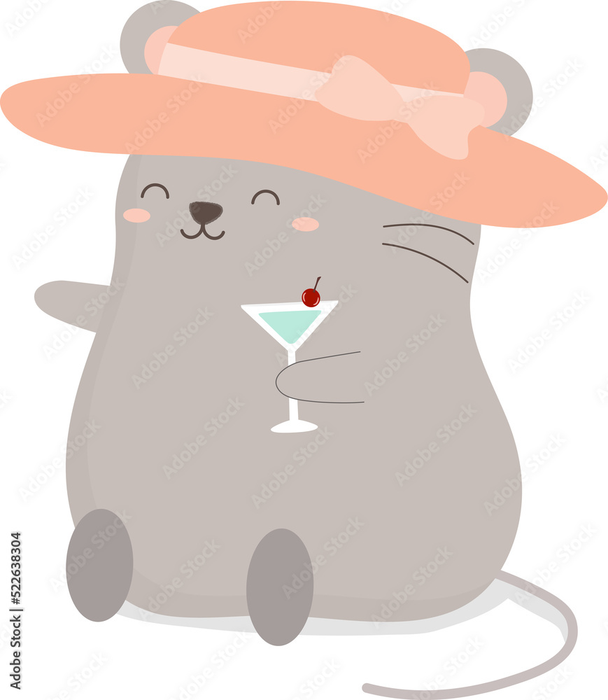Cartoon rat drinking illustration Stock Illustration | Adobe Stock
